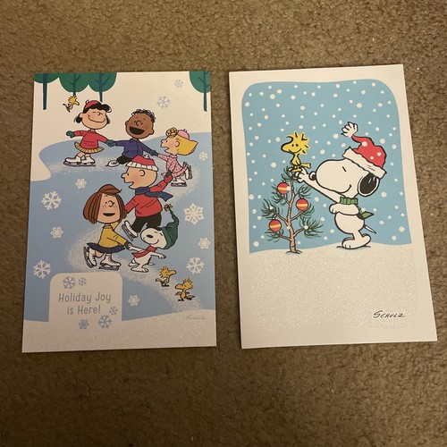Set Of 4 Charlie Brown Christmas Cards Joy Linus Lucy Sally Snoopy W ...