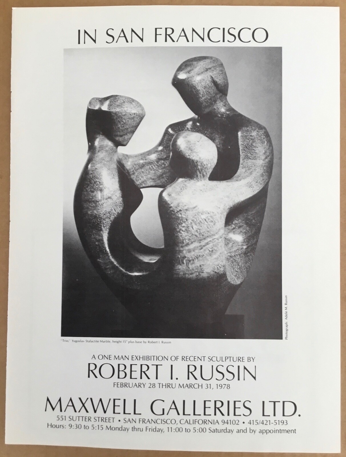 Robert Russin at Maxwell gallery exhibition print magazine ad 1978 art ...