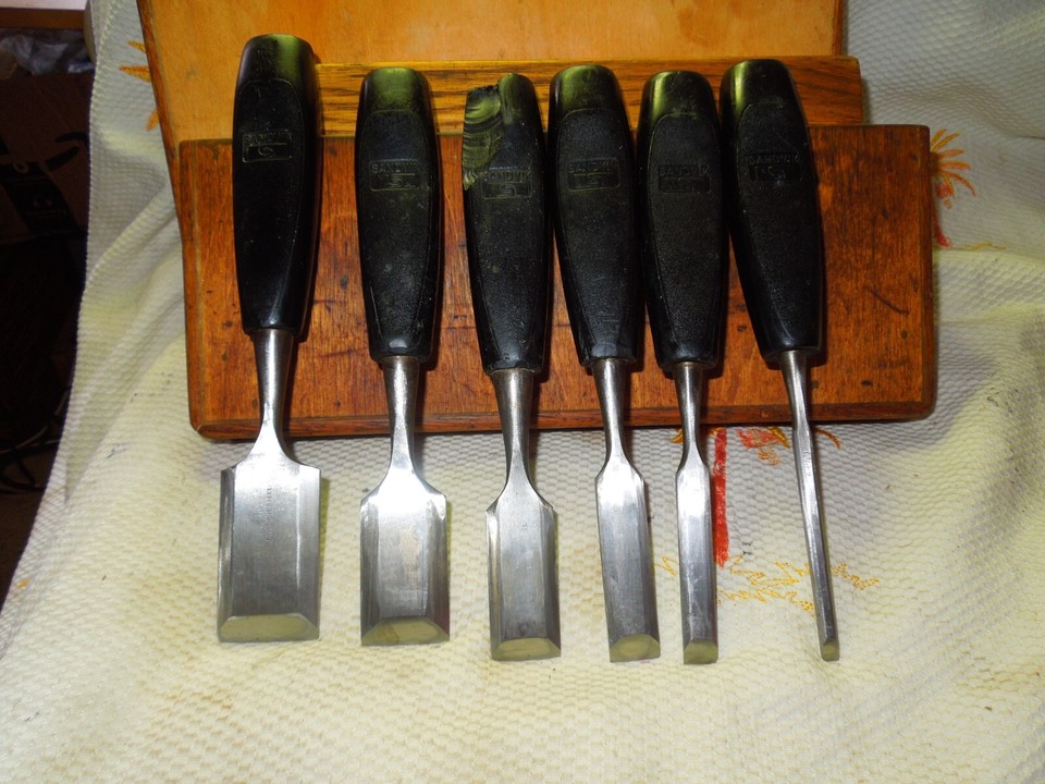 VINTAGE SANDVIK 6 PC CHISELS MADE IN HOLLAND SWEEDISH STEEL MAGNETIC ...