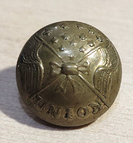 Rare Antique Button, Civil War Era, "UNION", 2 American Flags, 13 Stars ...