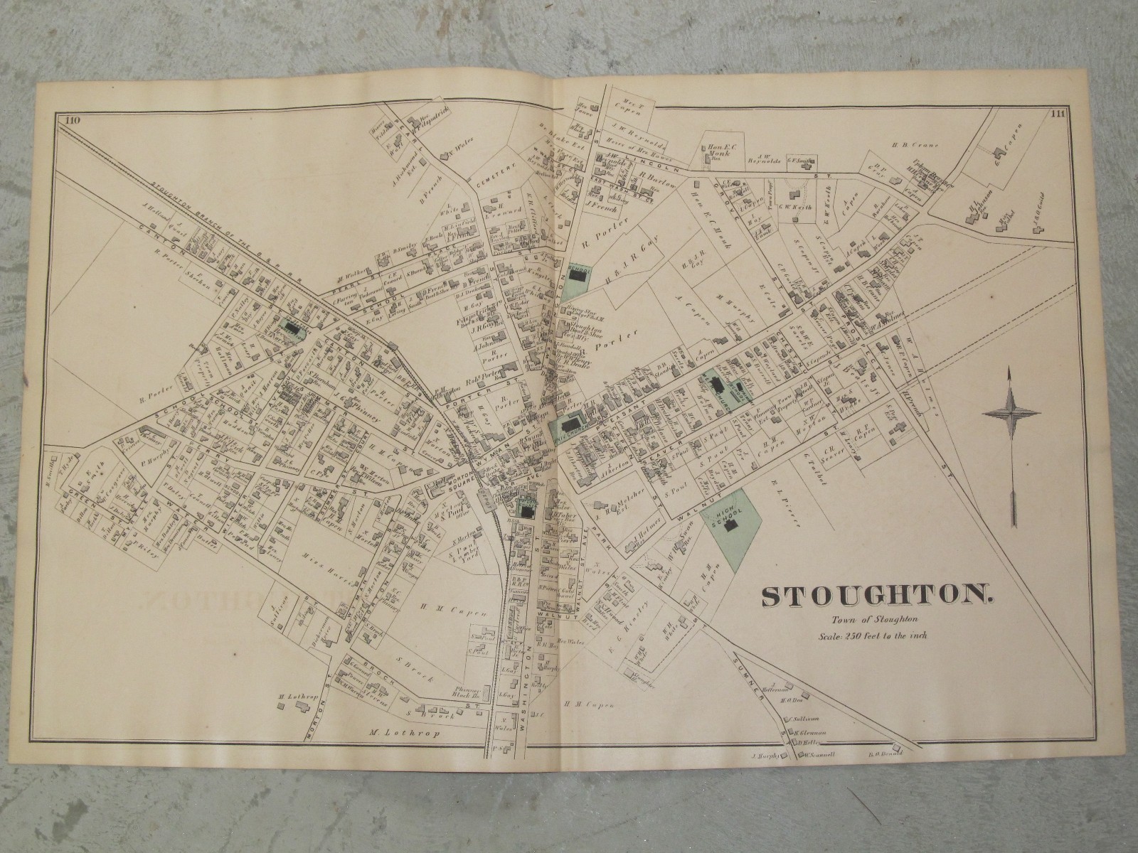 1876 Map of Stoughton, MA., Map from the Norfolk County Atlas of 1876 ...