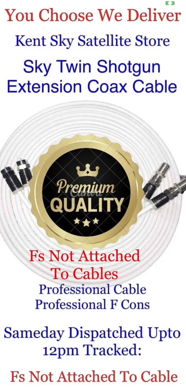 Sky Cable Extension Sky Q Sky+Hd Twin Coax Satellite Sky Lead Shotgun ...