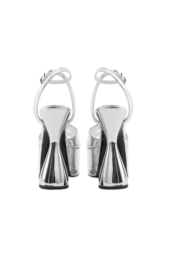 Simon Miller Womens Silver Ankle Strap Peep Toe Platform Heels Size 8 ...