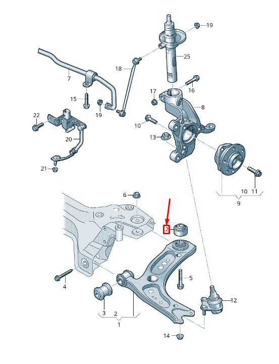 VW TOURAN 5T Rear Control Arm Bonded Rubber Bush 5Q0407183K NEW GENUINE ...