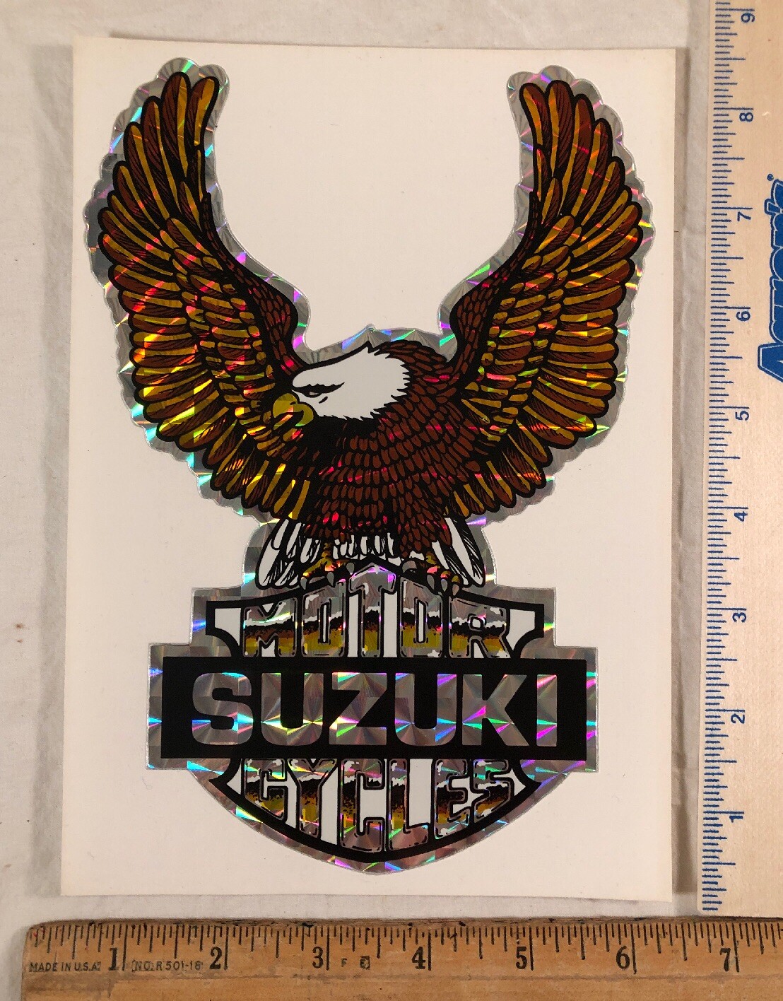 Vintage 1970s Large Suzuki Motorcycle Decal Bumper Sticker Prism Eagle ...