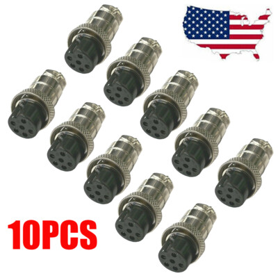 10PC 6 Pin Ham & CB Radio MIC Microphone Connector Female Plug Solder ...