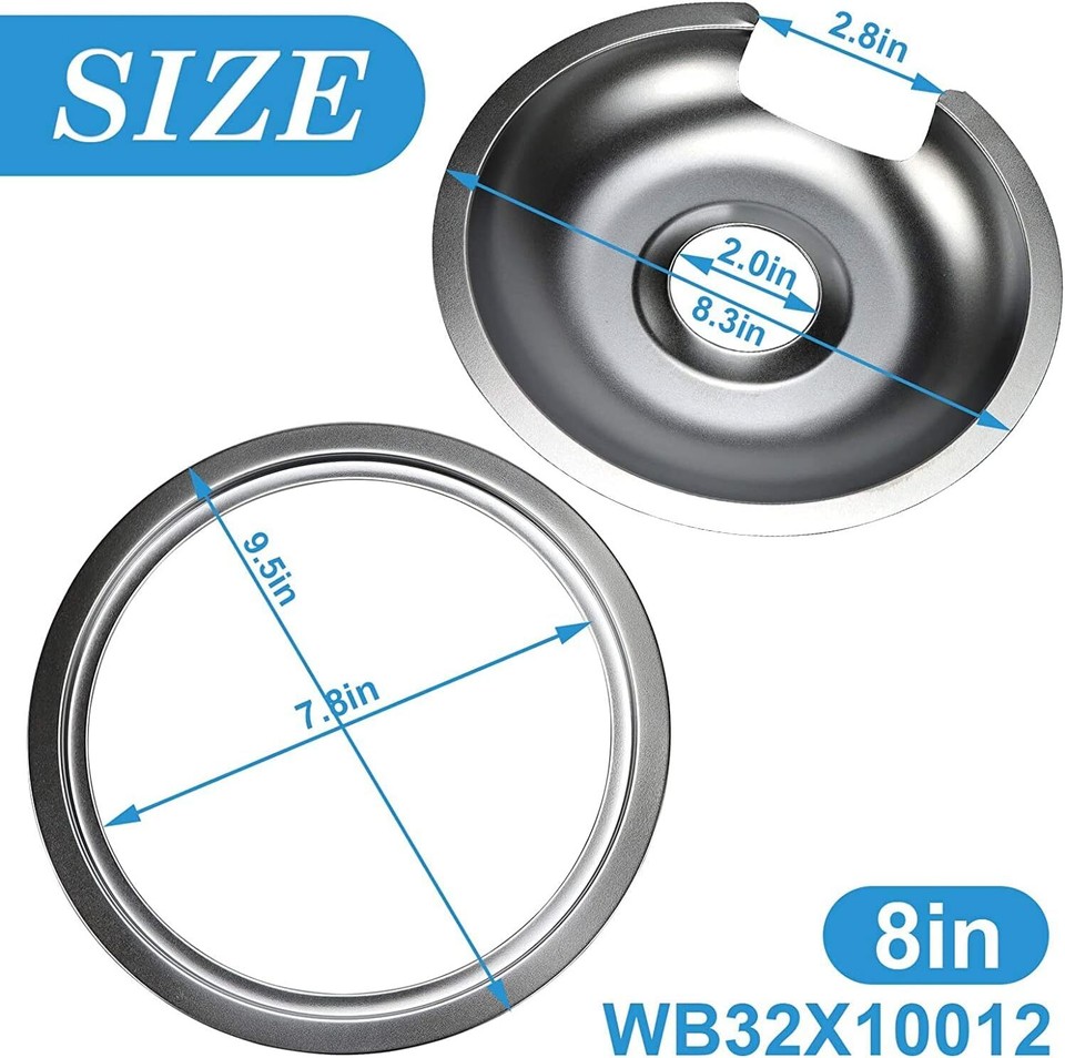 2 Large 8'' WB32X10013 & 2 Small 6'' WB32X10012 Gas Stove Burner Drip ...
