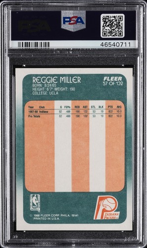 1988 FLEER #57 REGGIE MILLER ROOKIE RC PSA 7 | eBay
