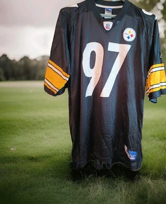 Vintage Reebok NFL Pittsburgh Steelers #97 Kendrell Bell Mens Black ...