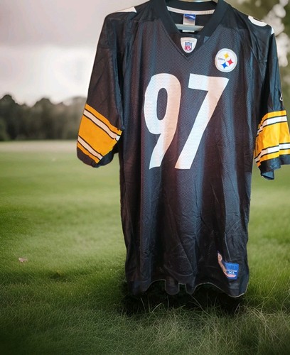 Vintage Reebok NFL Pittsburgh Steelers #97 Kendrell Bell Mens Black ...
