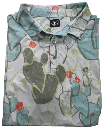 Raised by Coyotes Performance Golf Polo Mint Green Cactus Desert - Men ...