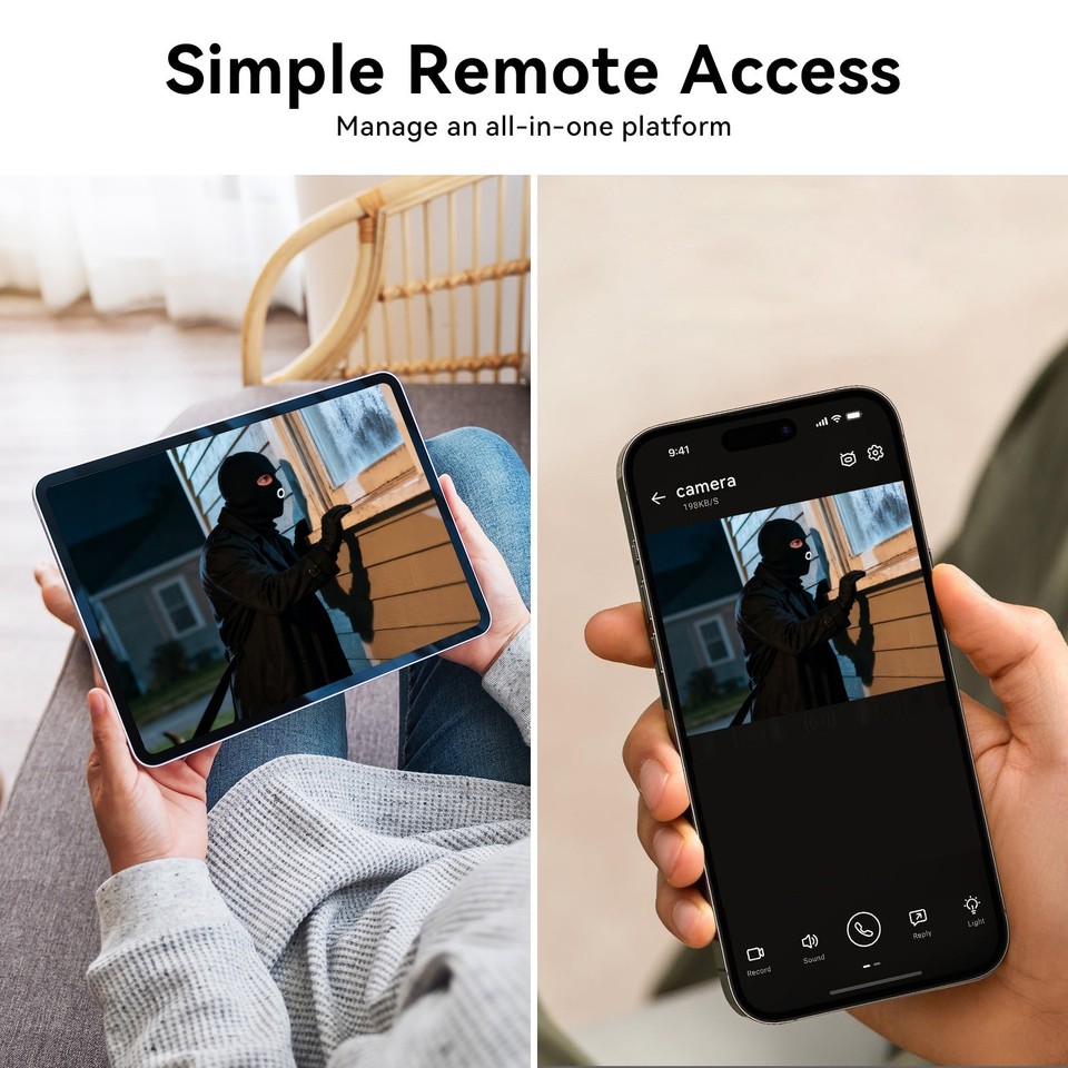 8MP PTZ Security Camera System 12'' Monitor Outdoor Wireless Audio PTZ ...