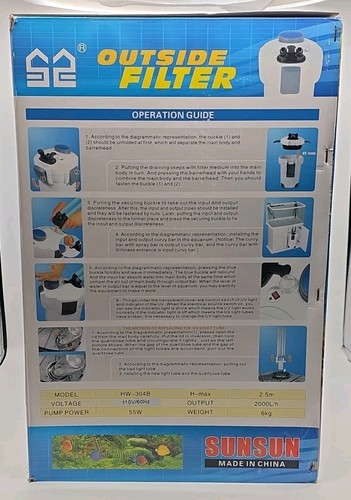 SUNSUN HW-304B 200 Gallon Aquarium Canister Filter UV 9w UV Sterilizer ...