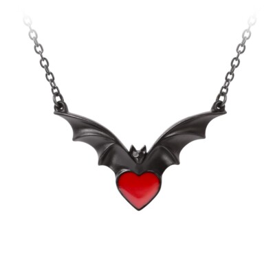 Alchemy Gothic Sombre Desir Pendant Necklace Pewter Vampire Bat Heart ...