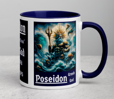 POSEIDON: Greek Sea God 11oz Premium Coffee Mug Dark Blue Greek ...