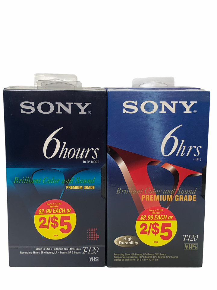 Sony VHS Tapes Lot of 4 Premium Grade 6 Hours Blank Tapes T-120 New ...