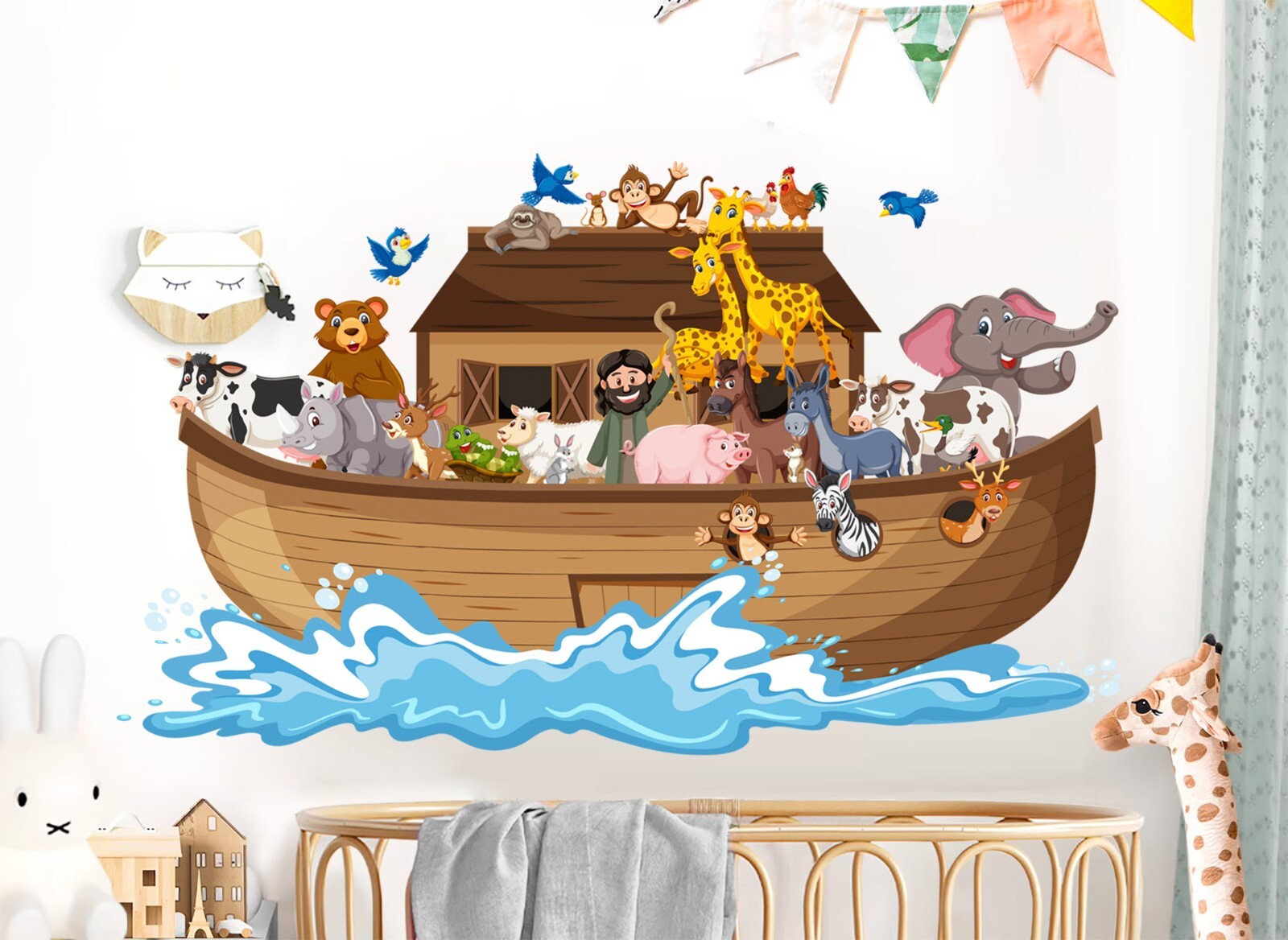 Noah's Ark Animals Elephant Giraffe Bear Cow Removable Nursery Wall ...