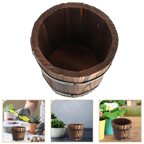 Rustic Patio Planters Wooden Flower Pots Bonsai Plant Pot Retro Style ...