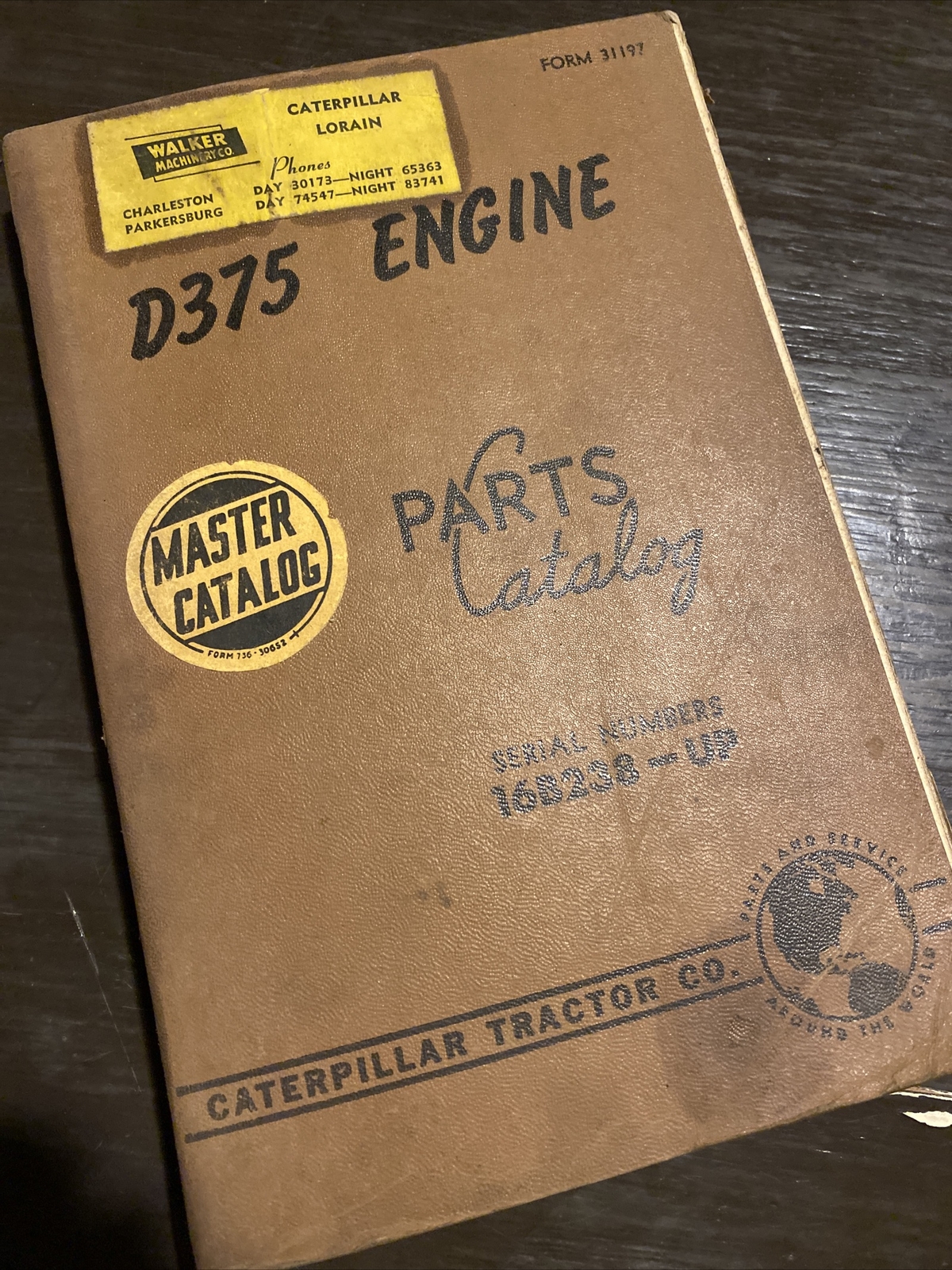Caterpillar Cat D375 Engine Parts Catalog Manual Book S/N 16B238-Up ...