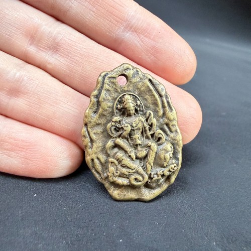 Old Chinese Tibetan Buddhism Yellow Lima Copper Samantabhadra pendant ...