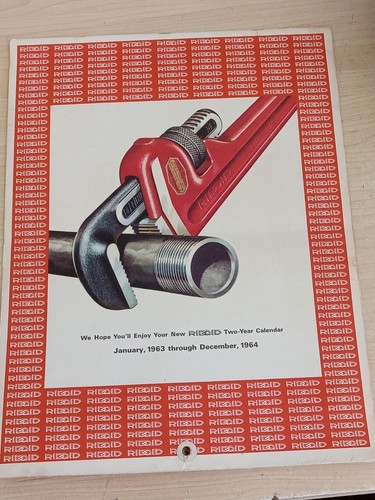 Ridgid Tool Company Pin-Up Calendar 1963-1964 Rigid Large Wall Size 26 ...