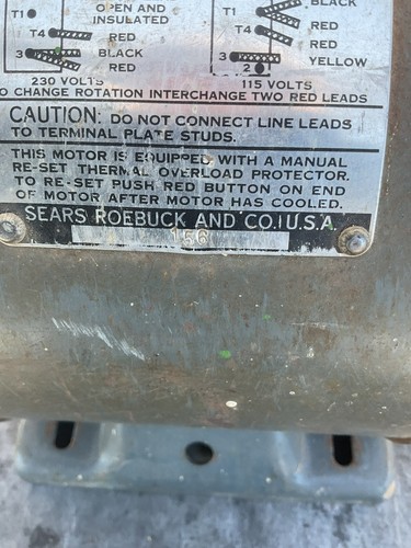 Vintage Craftsman 10 inch Table saw Motor 113.19091 | eBay