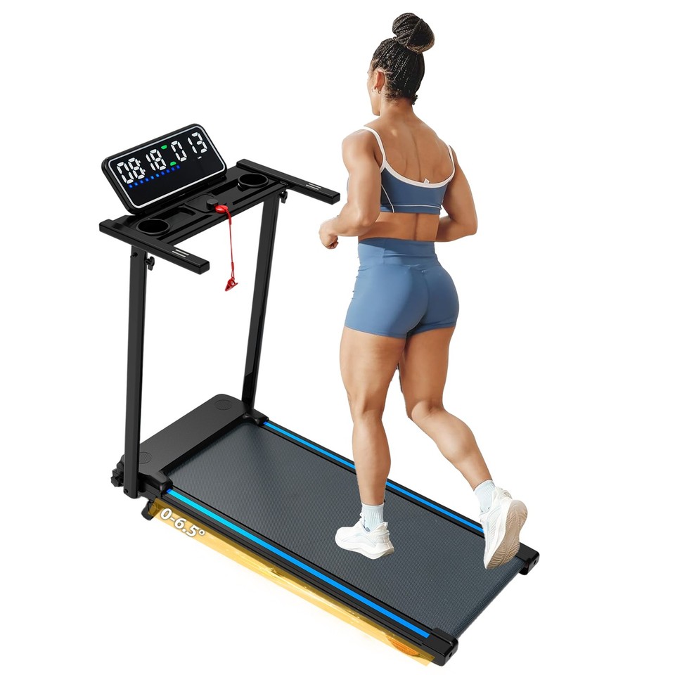 Portable Treadmill with Handle Manual Incline Walking Pad Machine Home ...