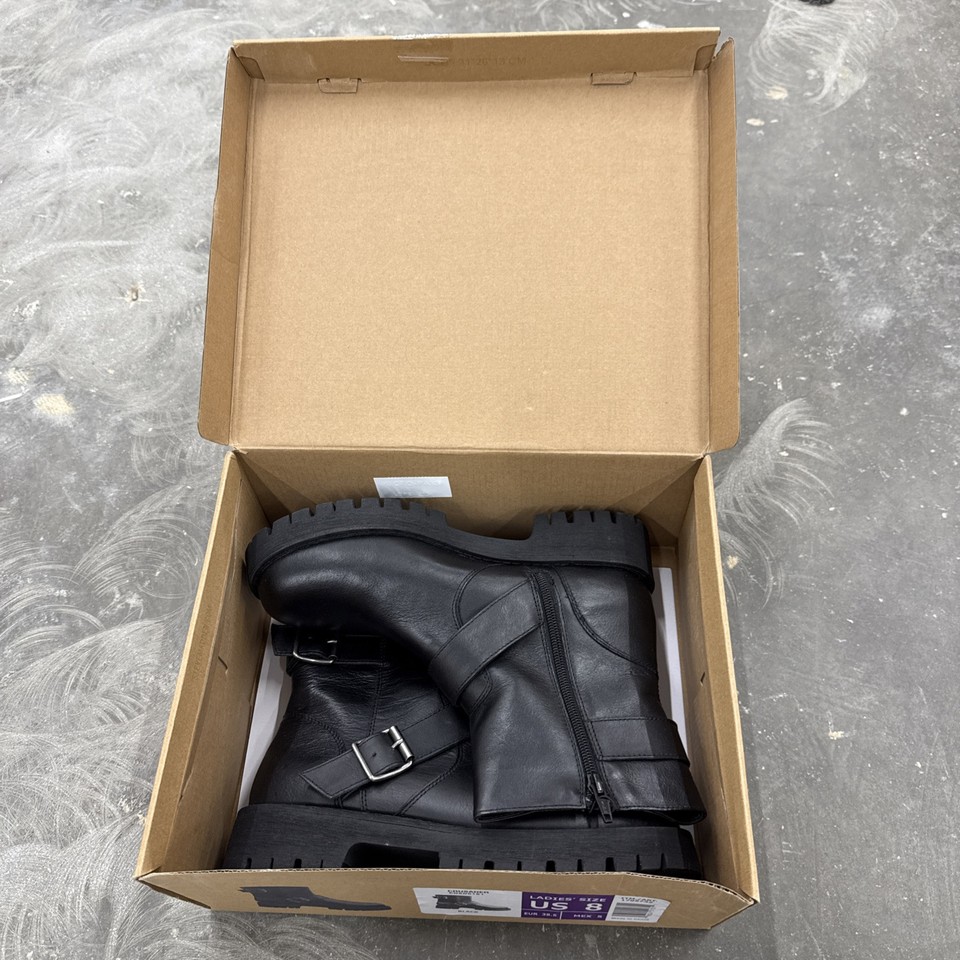 Steve Madden Crusader Women’s Genuine Leather Inside Zip Lug Boot Black ...