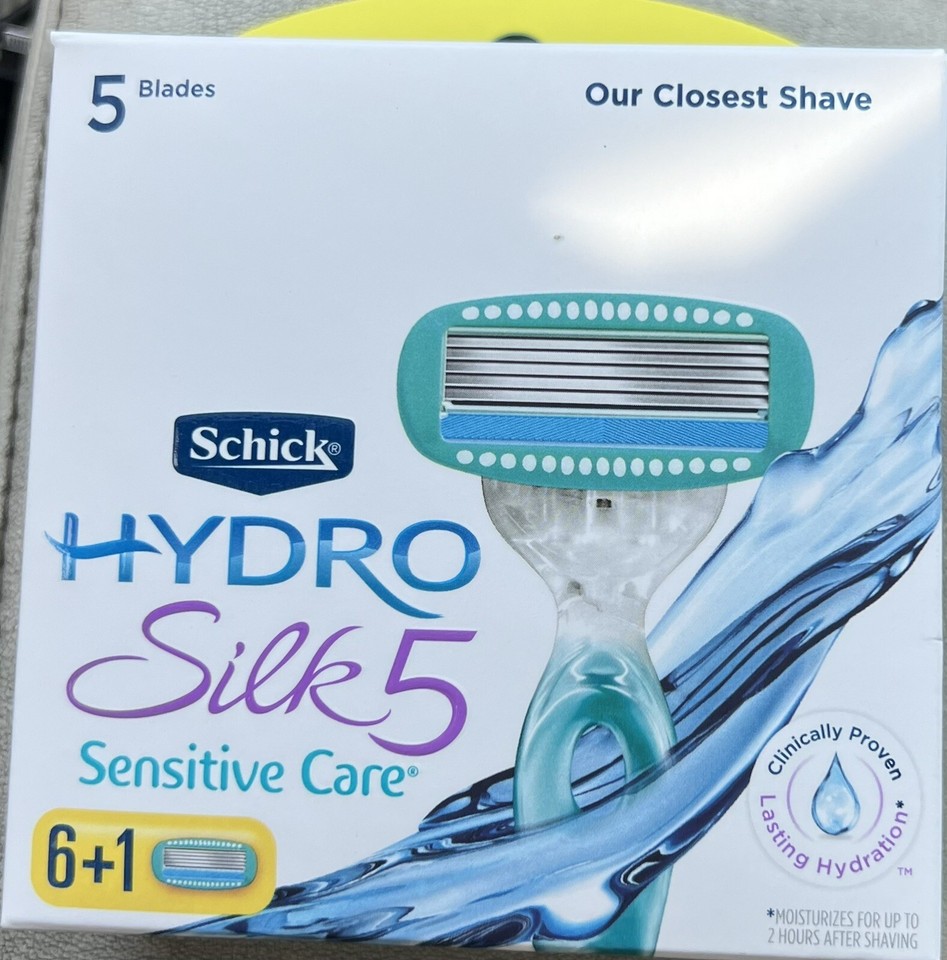 7 SCHICK Razors 5 Blade HYDRO SILK Sensitive Care 6 + 1 Pack Shaving ...