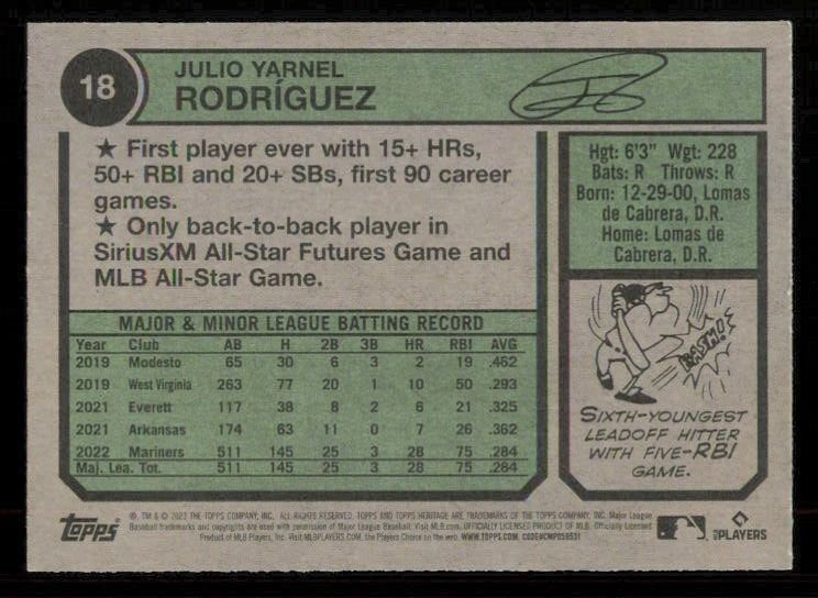 2023 Topps Heritage Julio Rodriguez #18 Gold Rookie Cup Seattle ...
