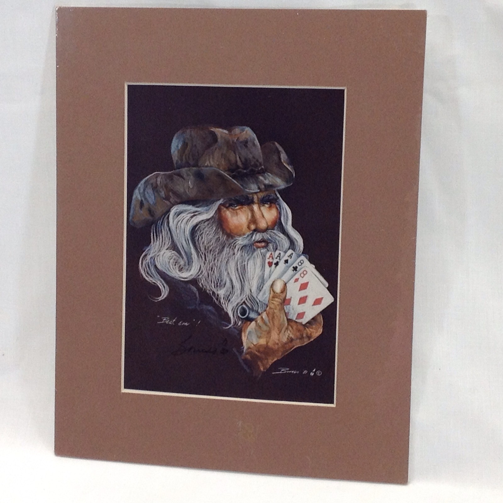 Carol Bourdo Art Print Cowboy Full House Poker Player Card Game Beat Em ...