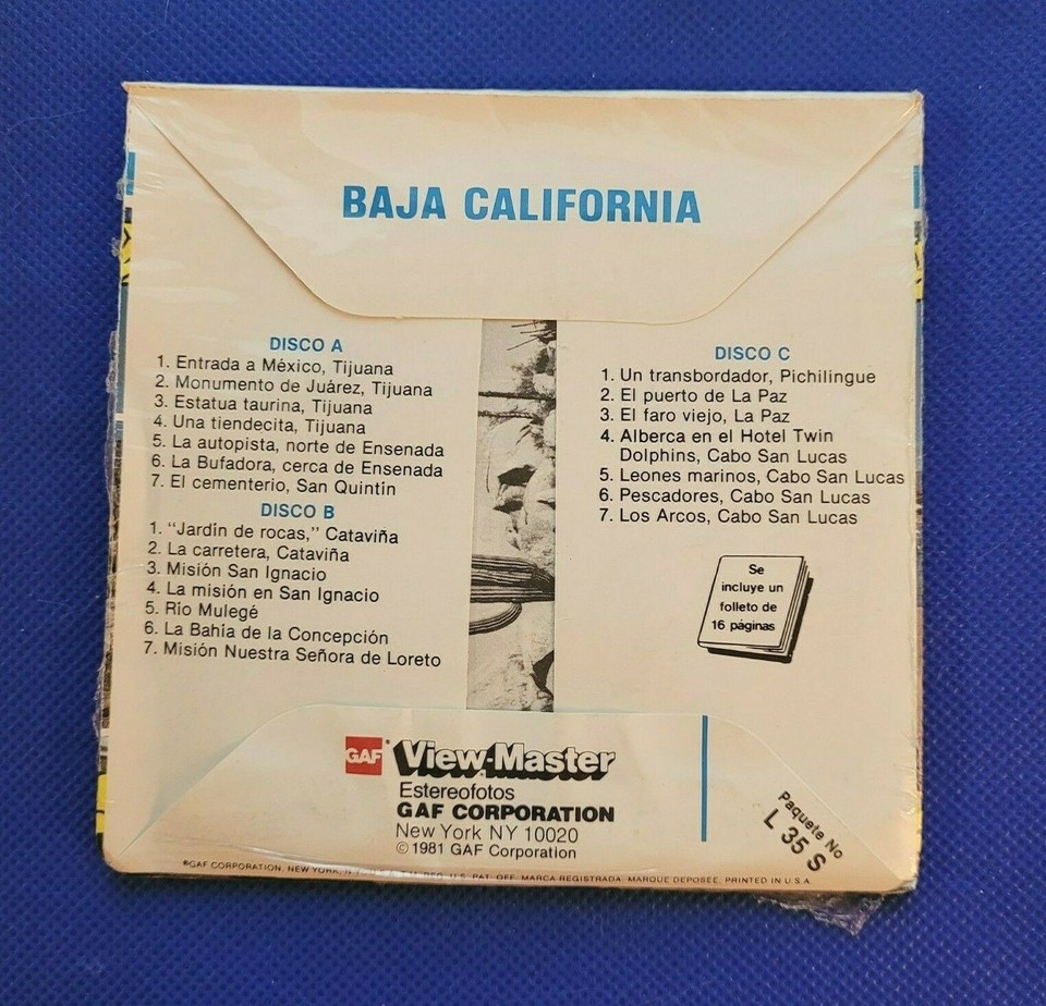 Rare SEALED L35 S Baja California view-master 3 Reels Packet in Spanish ...