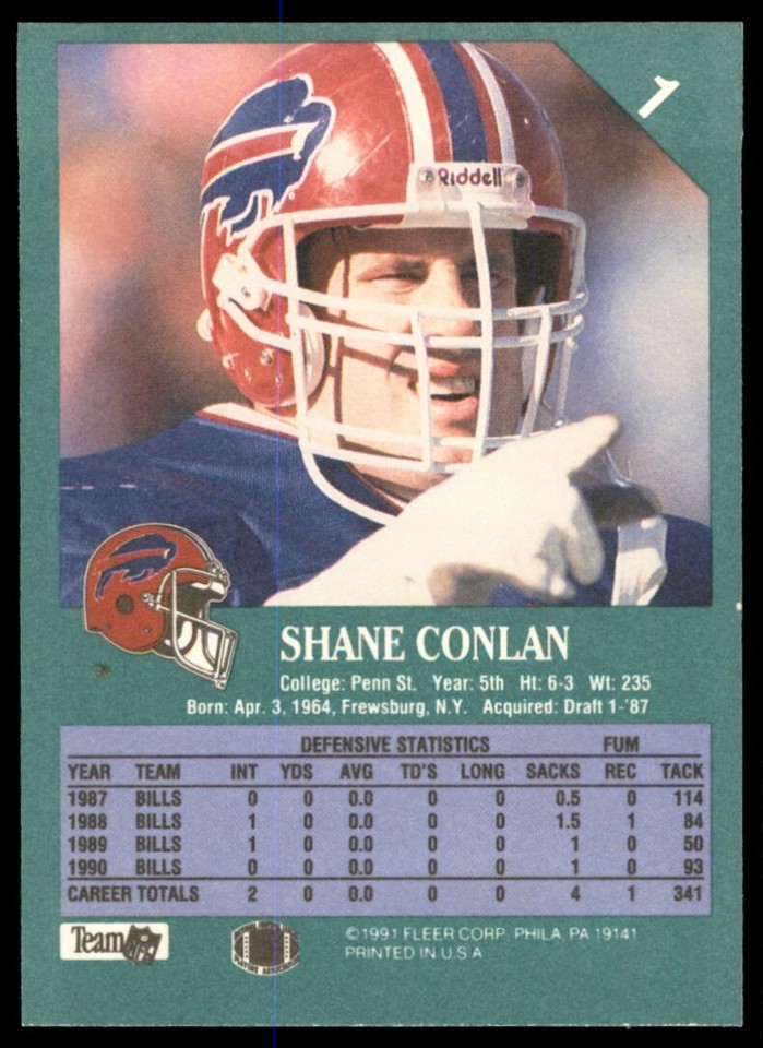 1991 Fleer Shane Conlan . Buffalo Bills #1 | eBay