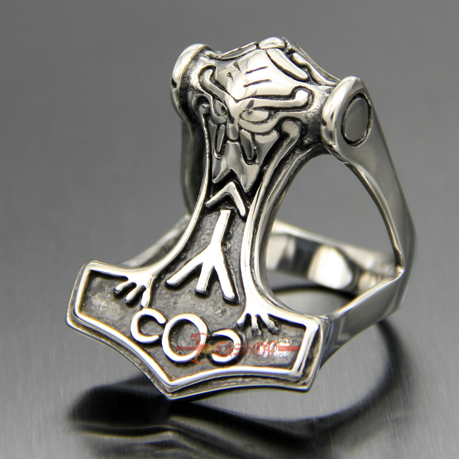 Retro Silver Stainless Steel Norse Thunder God Viking Thor's Hammer Men ...