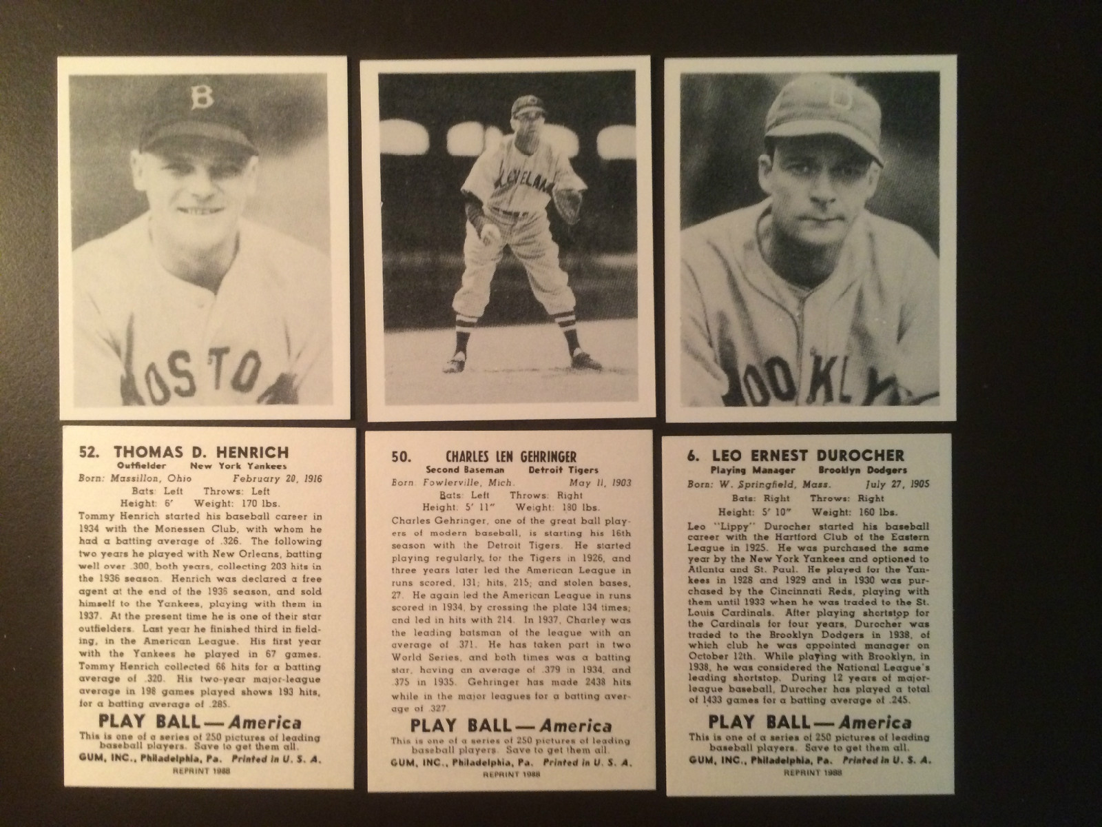 1939 Play Ball MLB reprints baseball cards - One card - MLB LEGENDS | eBay