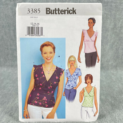 Butterick 3385 V Neck Top Misses Size 12 16 Sewing Pattern Easy ...