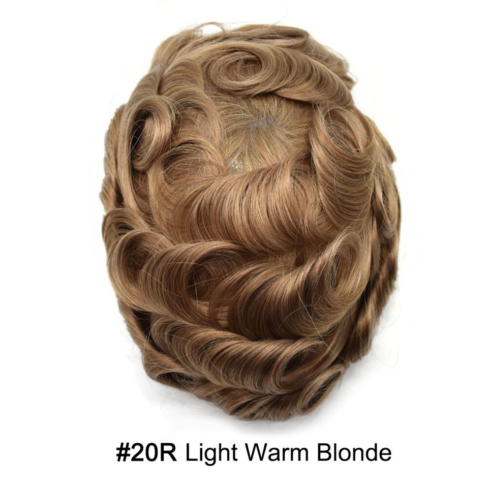 Mens Toupee Human Hair Units Thin Skin Hair System Full Poly PU Hair ...