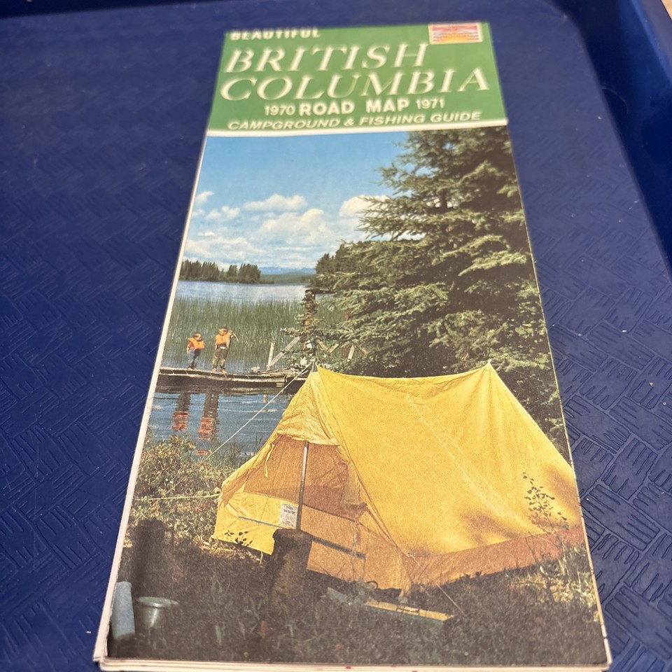 Vintage map British Columbia 1970-71 ROAD MAP Campground & Fishing ...
