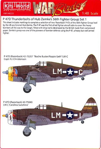 Kits World Decals 1/48 P-47D THUNDERBOLT Hub Zemke's 56th FG Boche ...