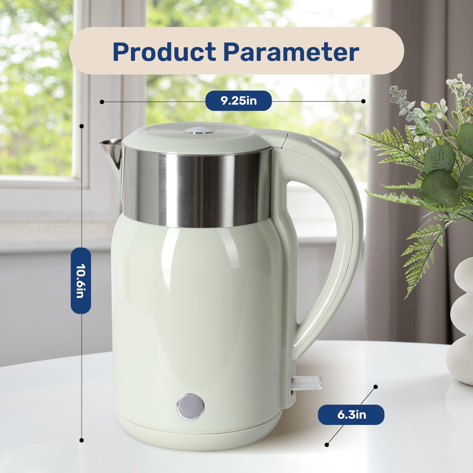 Electric Kettle 1.8 Liter 1100W Auto Shut-Off and Boil Dry Protection ...