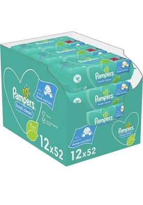 12 x Pampers Baby Wipes Fresh Clean 52 Count MultiPack babywipes ...