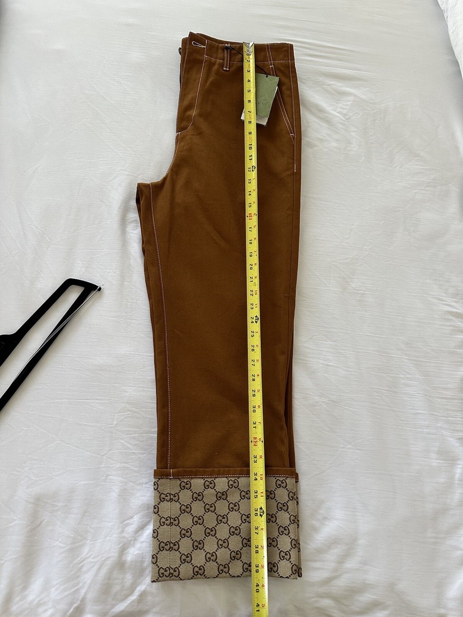 NWT Gucci Men's GG Pants w/ Turned-up Cuffs Logo Motif Brown NWT Gucci Men's GG Pants w/ Turned-up Cuffs Logo Motif Brown