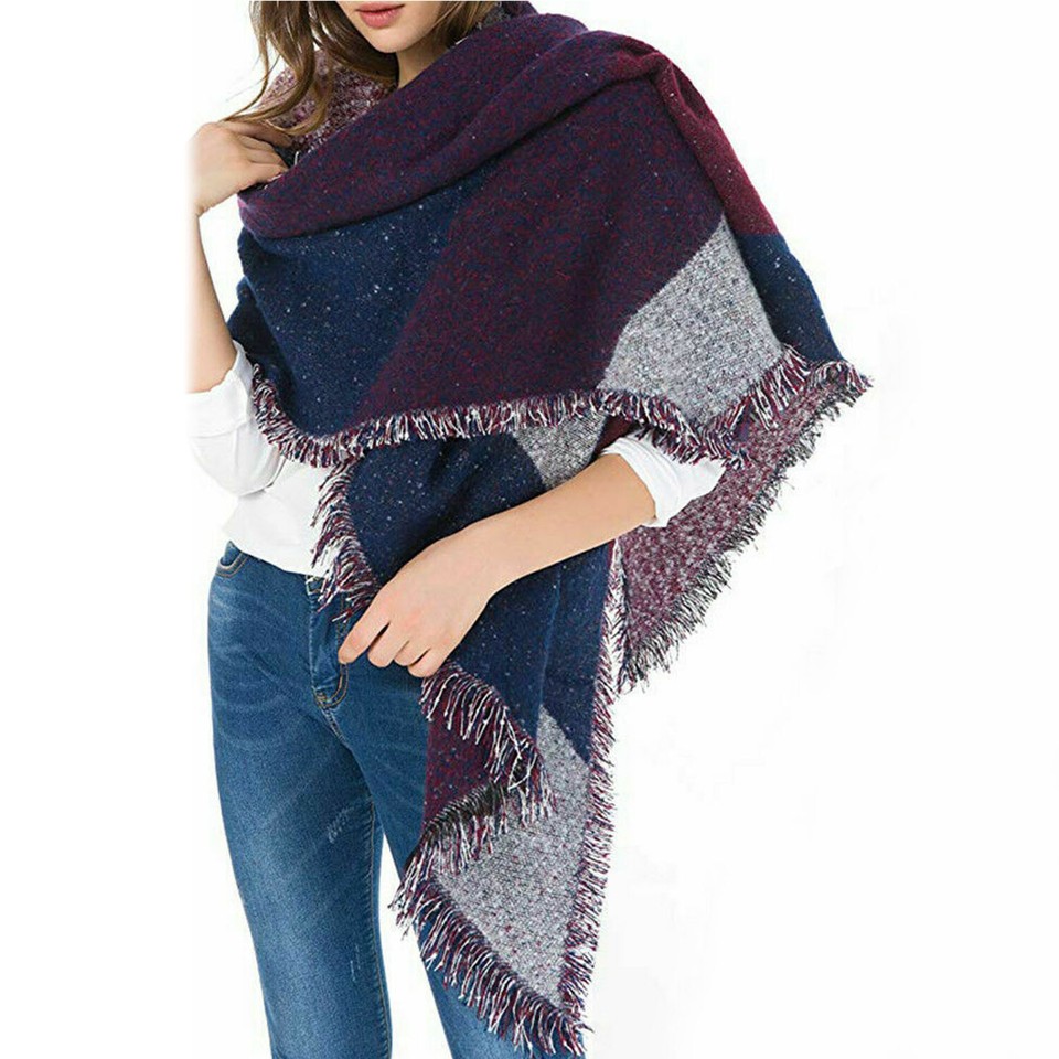 Women Winter Scarfs Cold Weather Soft Knit Shawl Thick Long Oversized ...