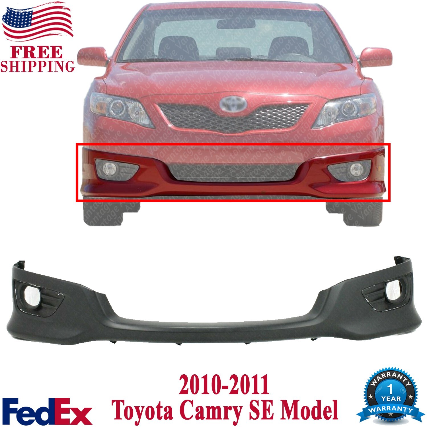 Front Bumper Lower Valance Spoiler Primed For 2010-11 Toyota Camry SE ...