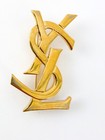 VINTAGE YSL BROOCH PIN YVES SAINT LAURENT GOLD TONE YSL LOGO | eBay