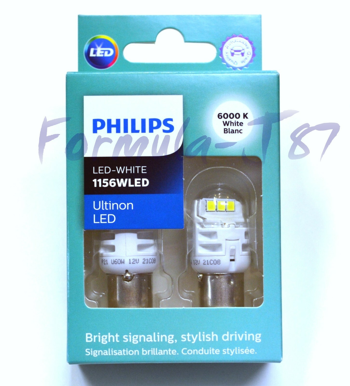 Philips Ultinon LED Light 1156 White 6000K Two Bulbs Back Up Reverse ...