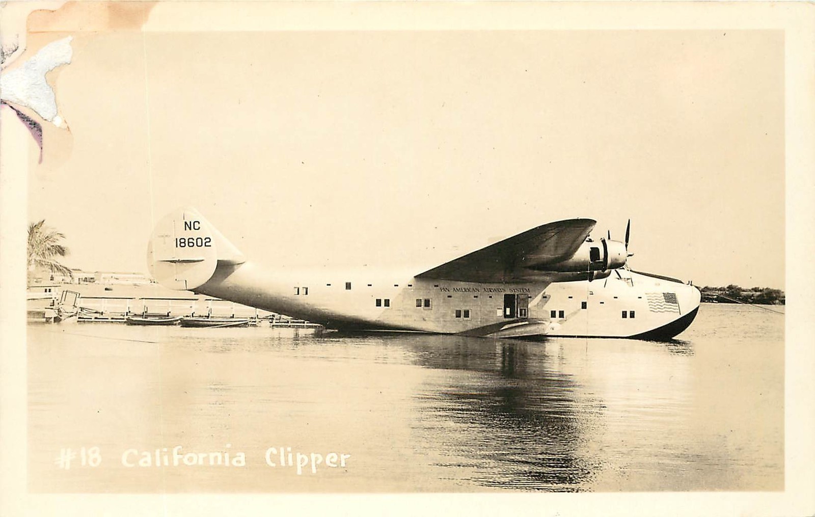 1940s RPPC Postcard original California Clipper Airplane NC18602 Pan Am ...