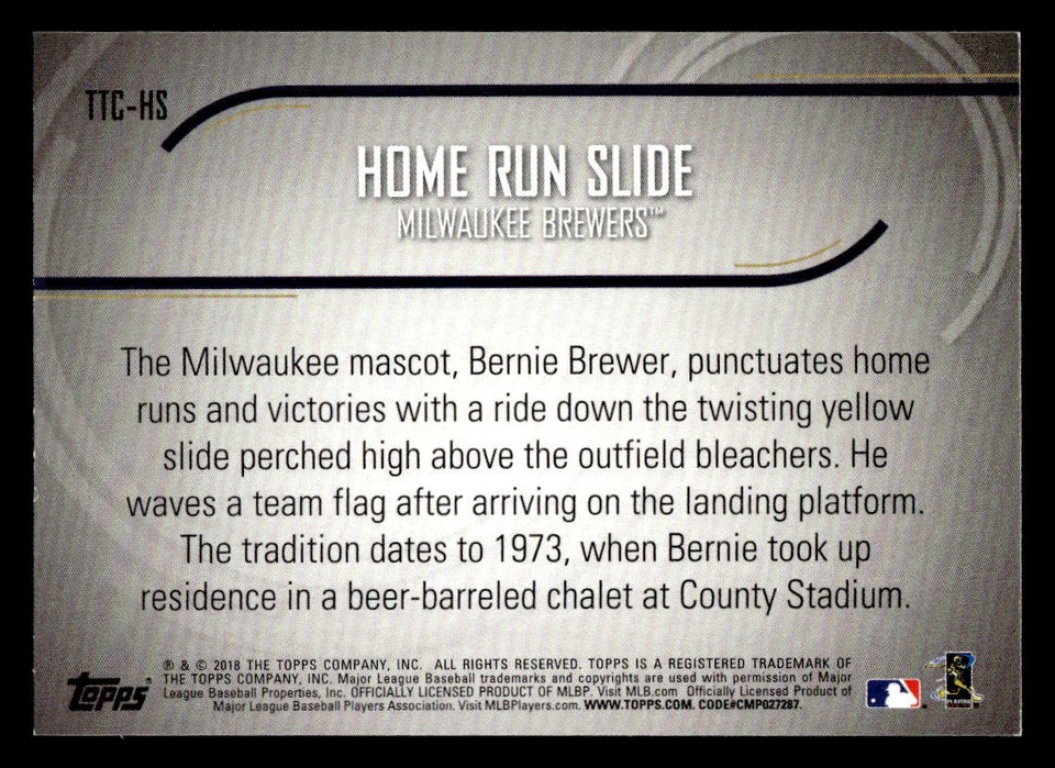 Home Run Slide 2018 Topps Opening Day #TTC-HS Team Traditions ...