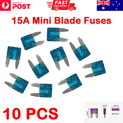 10 Pcs 15A Mini Blade Fuses - Blue Car Truck Auto Fuses 15 Amp Fuse AU ...
