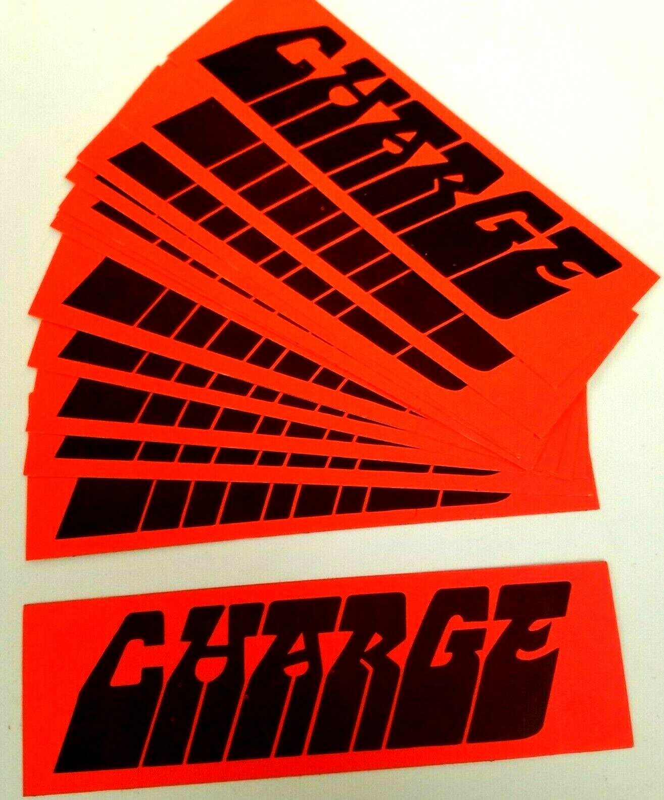 Vintage 70s 80s Sticker Lot 14 Neon Orange CHARGE Stickers 5" x 1.5" | eBay